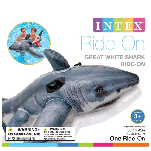 Intex | Toys | Intex Great White Shark Rideon Inflatable Floatie | Poshmark
